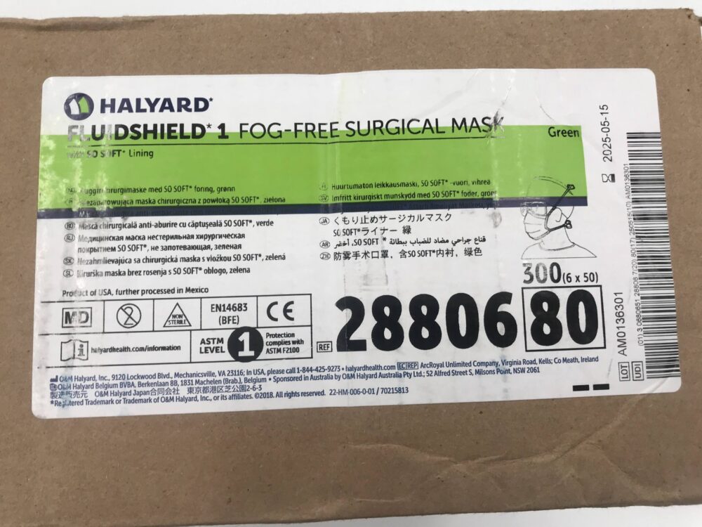 HALYARD 28806 FluidSheild’s Fog-Free Surgical Mask w/So Soft Lining ...