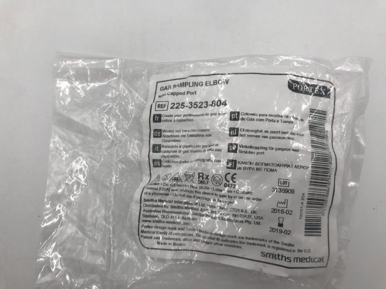 SMITHS MEDICAL 225-3523-804 Portex Gas Sampling Elbow w/ Capped Port (X ...