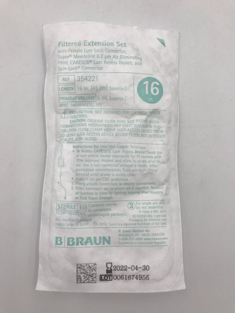 BRAUN 354221 Filtered Extension Set 16in (X) - GB TECH USA