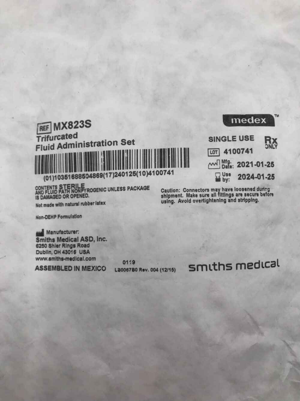 SMITHS MEDICAL MX823S Medex Trifurcated Fluid Administration Set - GB ...