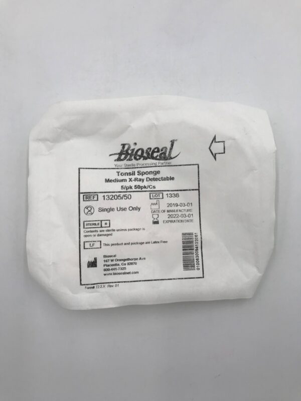 BIOSEAL 13205/50 Tonsil Sponge Medium X-Ray Detectable (5/Pkg)(X) - GB ...