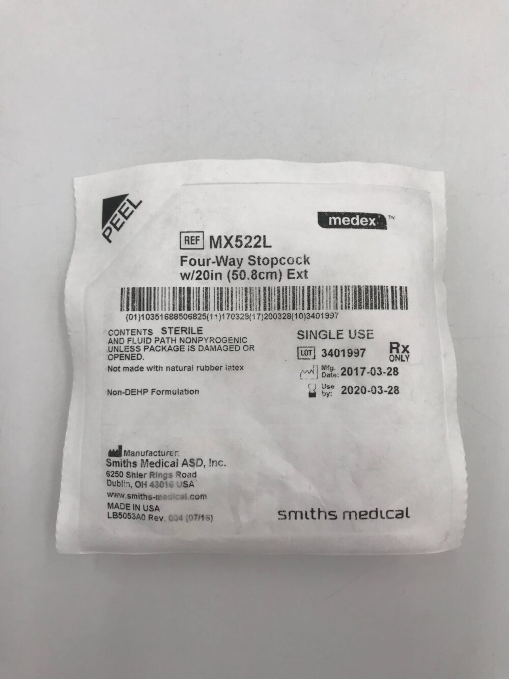 SMITHS MEDICAL MX522L Medex Four-Way Stopcock w/20in Ext (X) - GB TECH USA