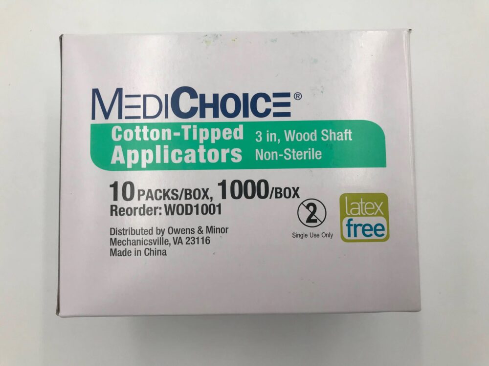 MediChoice WOD1001 Cotton-Tipped Applicators 3" Wood Shaft (1000/Bx)(X ...