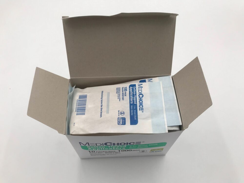 MediChoice WOD1001 Cotton-Tipped Applicators 3" Wood Shaft (1000/Bx)(X ...