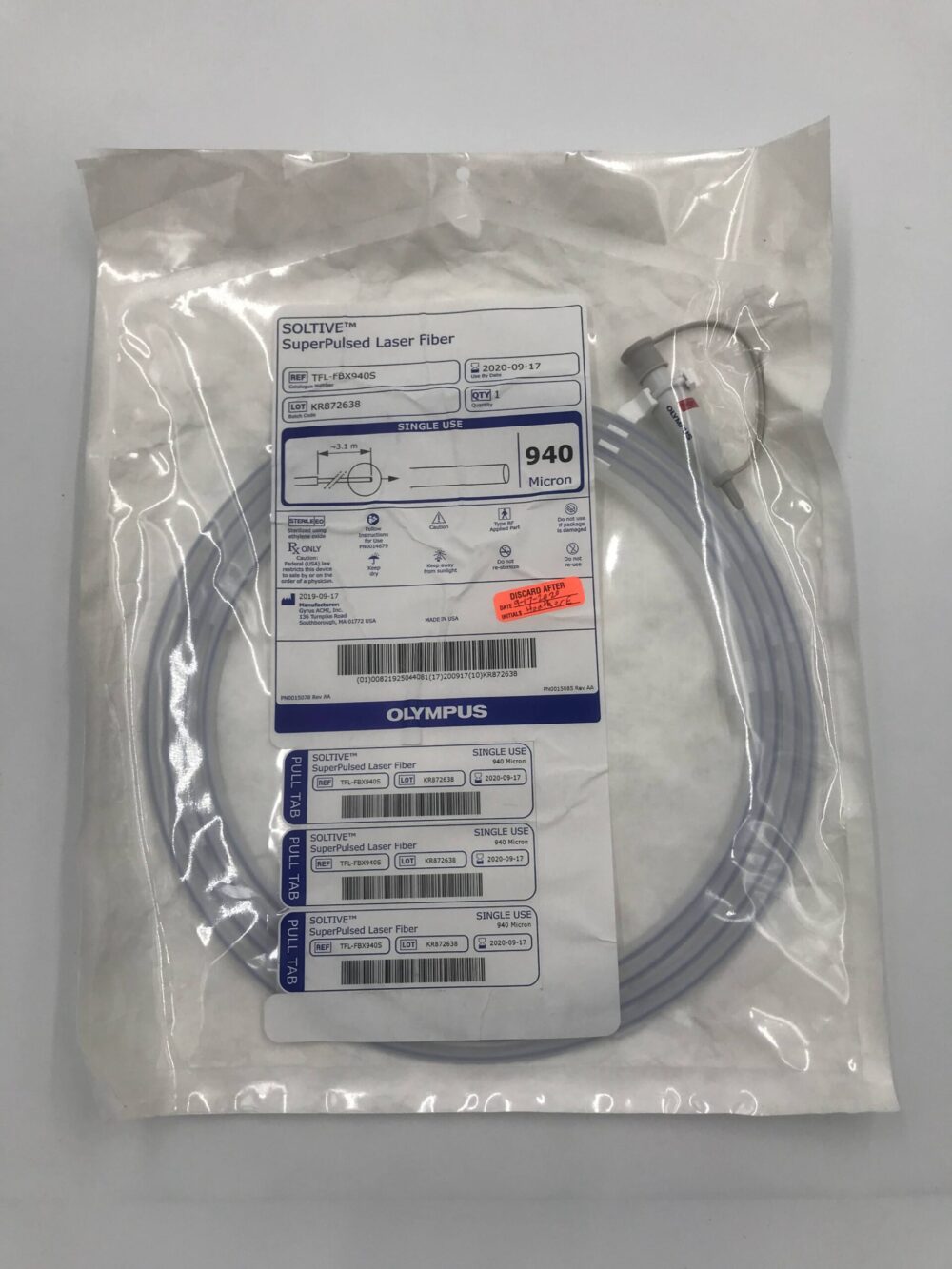 OLYMPUS TFL-FBX940S Soltive SuperPulsed Laser Fiber 940micron (X) - GB ...