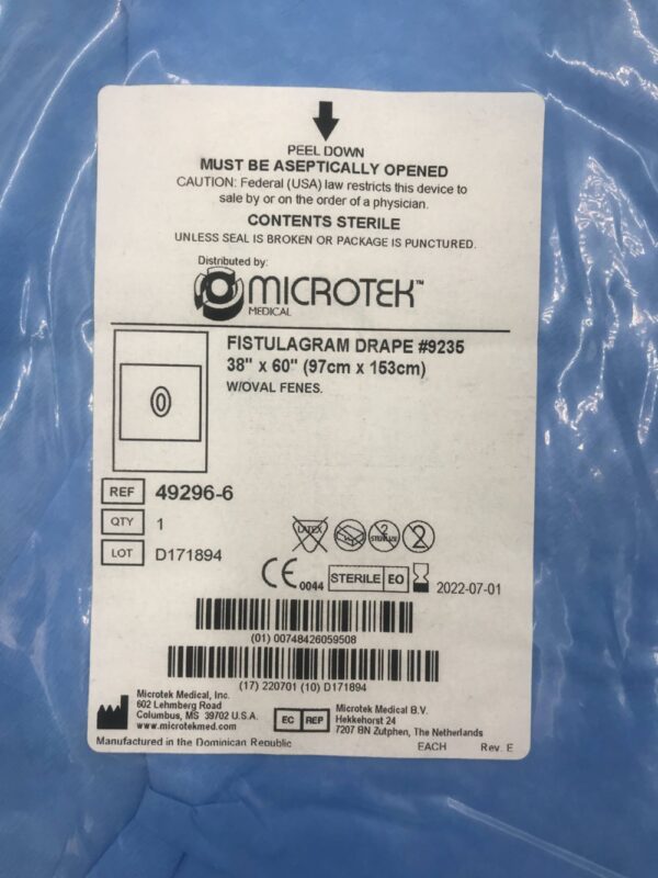 MICROTEK MEDICAL 49296-6 Fistulagram Drape 38in x 60in (X) - GB TECH USA