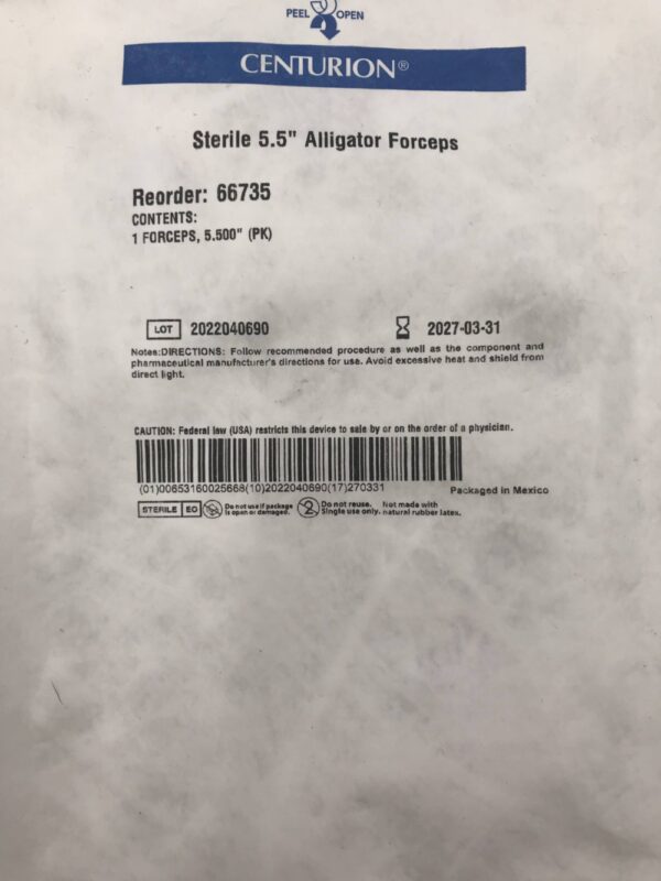 CENTURION 66735 Sterile Alligator Forceps 5.5" - GB TECH USA