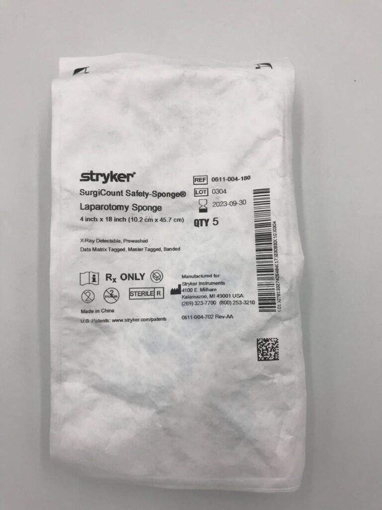 STRYKER 0611-004-180 SurgiCount Safety-Sponge Laparotomy 4in x 18in (5 ...