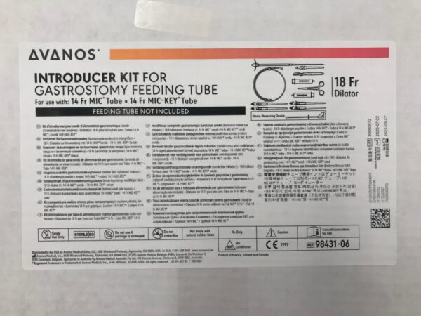 AVANOS 98431-06 Introducer Kit For Gastrostomy Feeding Tube 18Fr (X ...