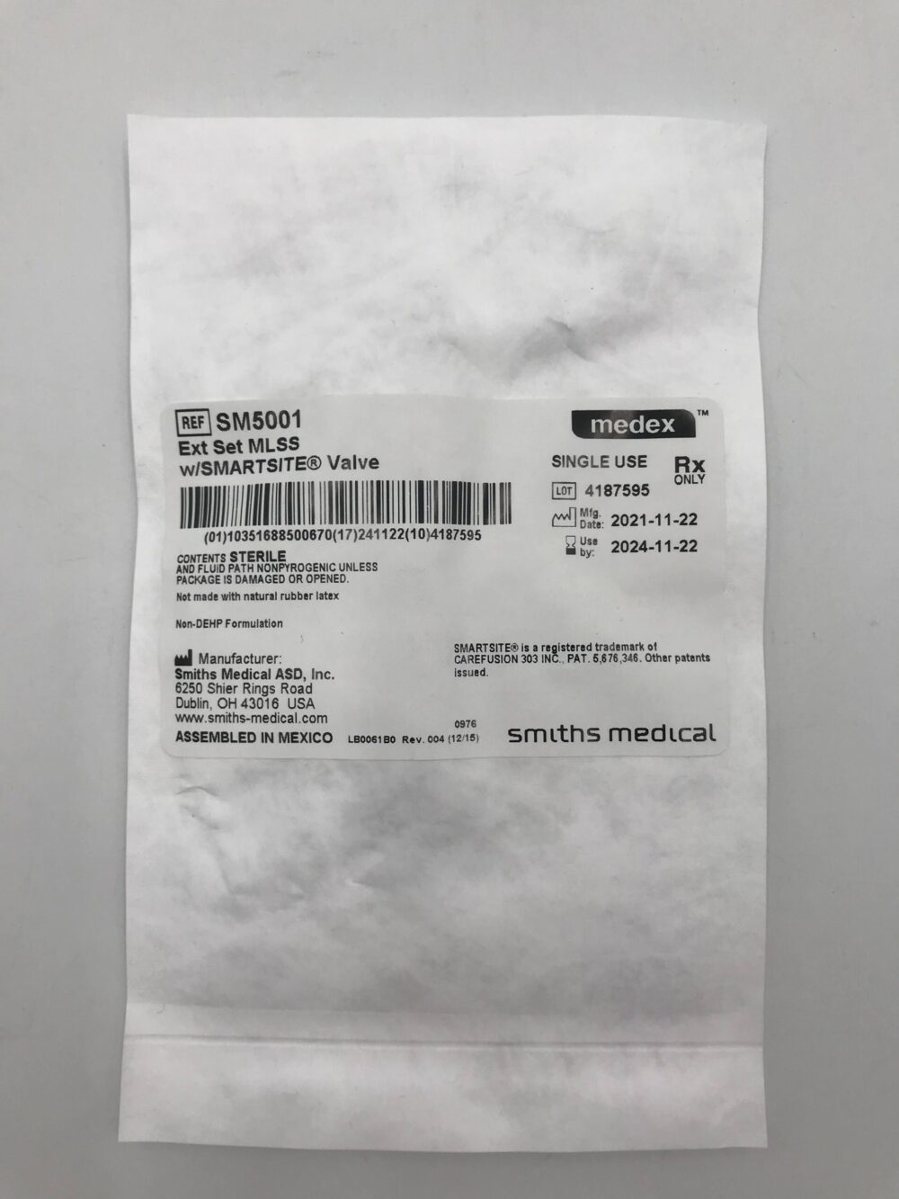 SMITHS MEDICAL SM5001 Medex Ext Set MLSS w/ SmartSite Valve - GB TECH USA