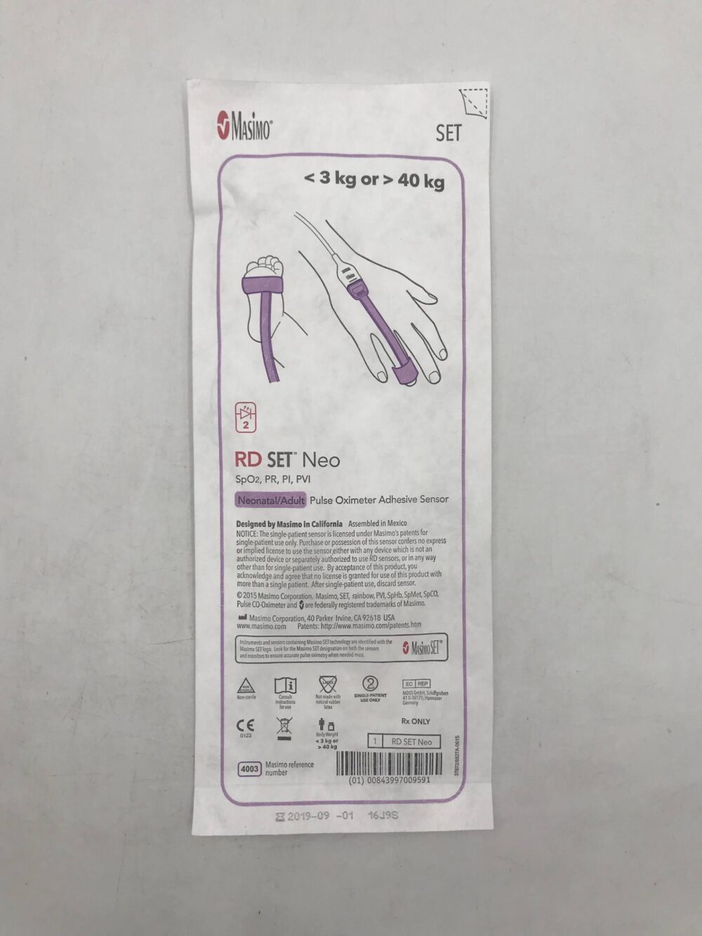 MASIMO 4003 RD Set Neonatal/Adult Pulse Oximeter Adhesive Sensor (X ...