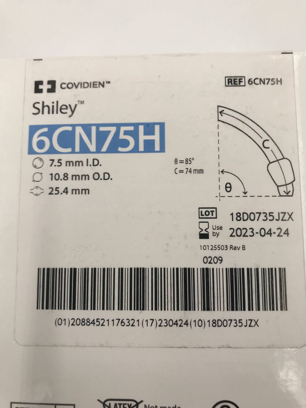 COVIDIEN 6CN75H Shiley Adult Flexible Tracheostomy Tube w/TaperGuard ...