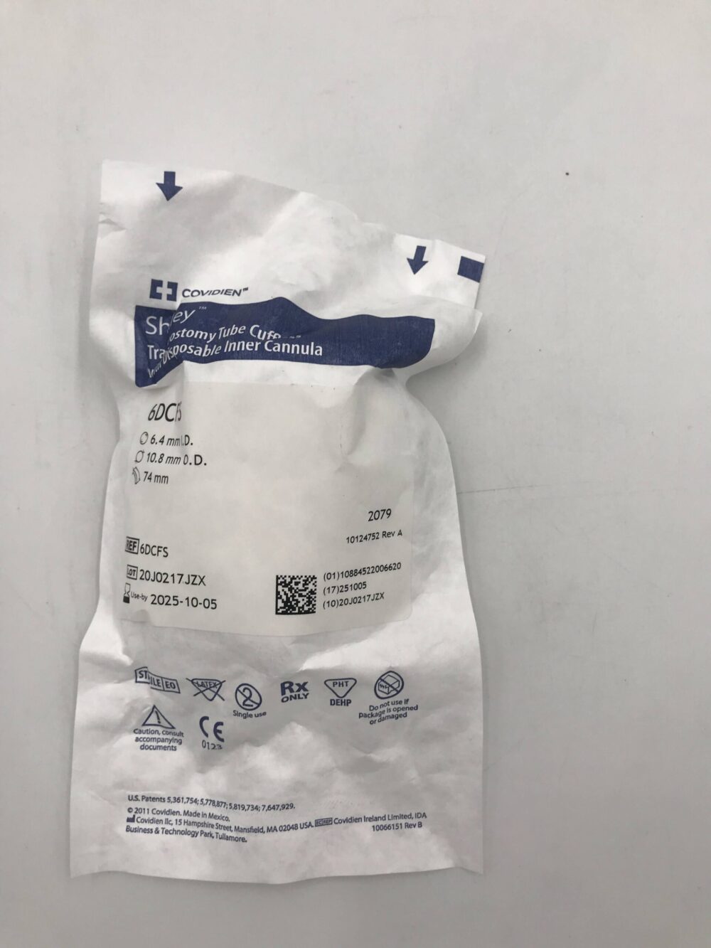 COVIDIEN 6DCFS Shiley Tracheostomy Tube Cuffless w/ Disp Inner Cannula ...