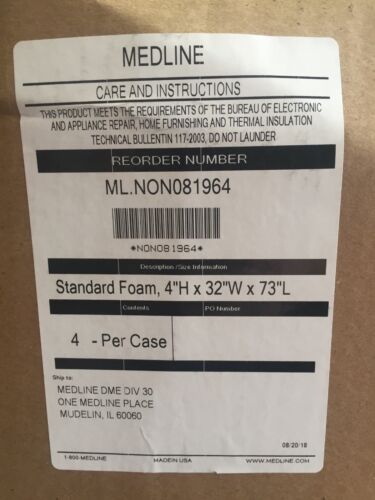 MEDLINE ML.NON081964 Standard Foam, 4"H x 32"W x 73"L (4/Case) - GB ...