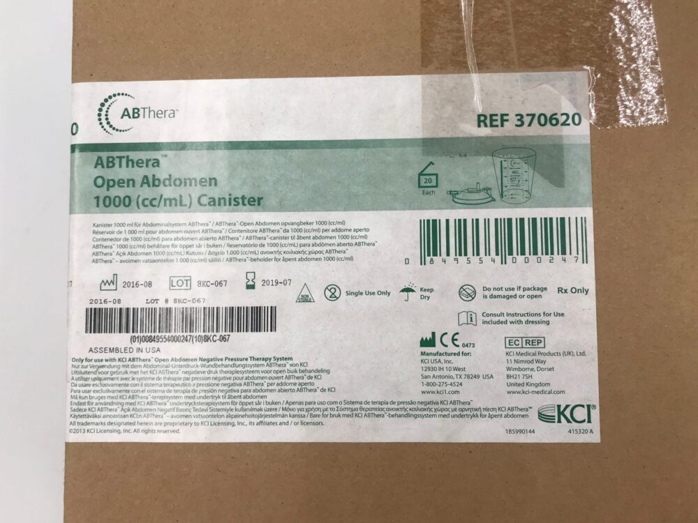 KCI 370620 Abthera 1000mL Open Abdomen Canister (20/Case)(X) - GB TECH USA