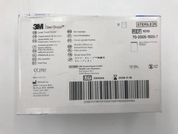 3M 1010 Steri-Drape Large Towel Drape 45cm x 60cm x 17in x 23in (10/Box ...