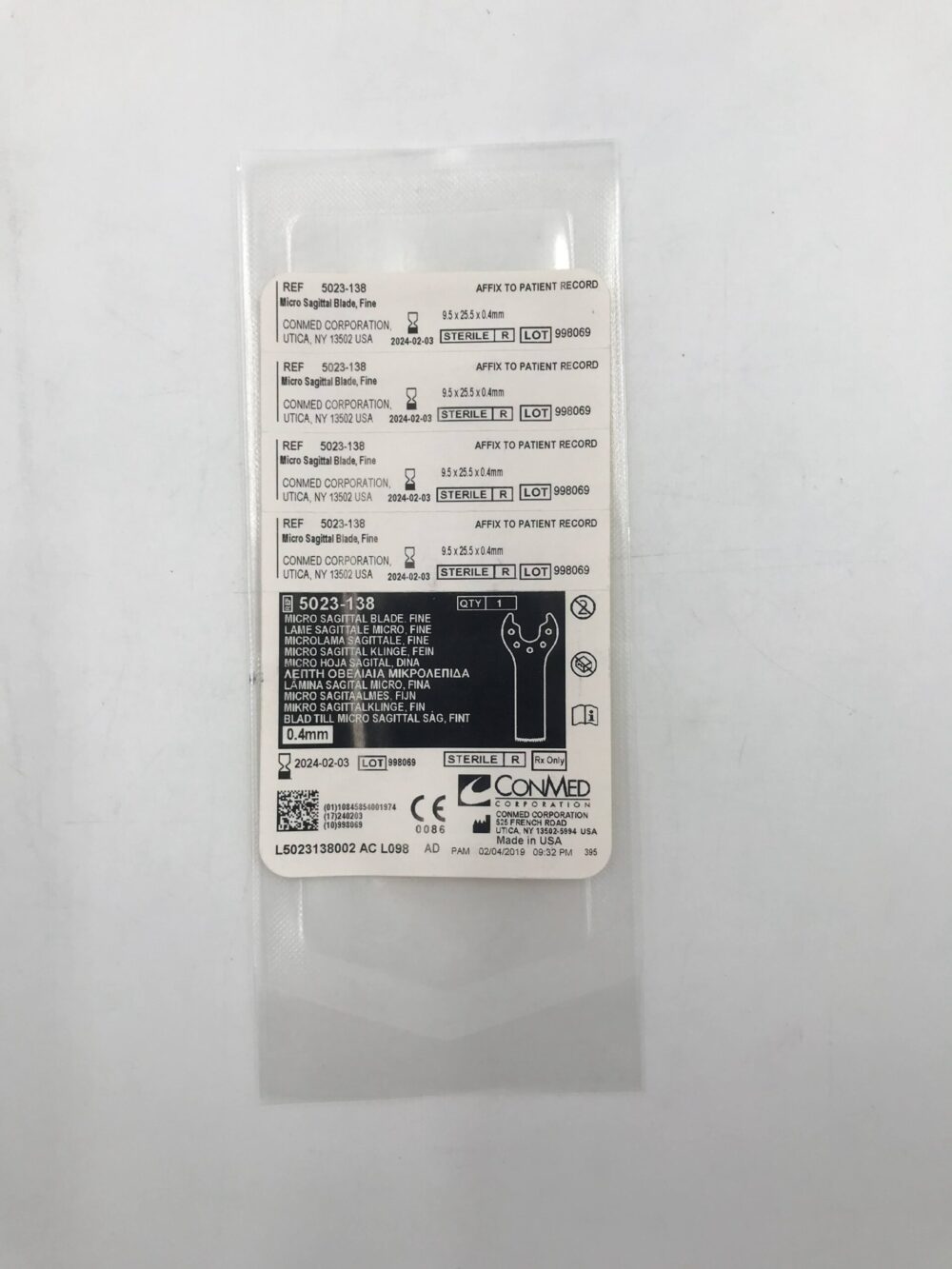 CONMED 5023-138 Micro Sagittal Blade Fine 9.5×25.5x4mm(x) - GB TECH USA