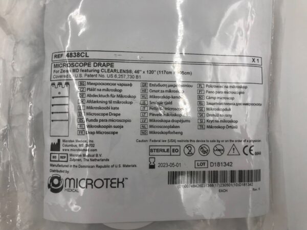 MICROTEK 4838CL Microscope Drape 46in x 120in (X) - GB TECH USA