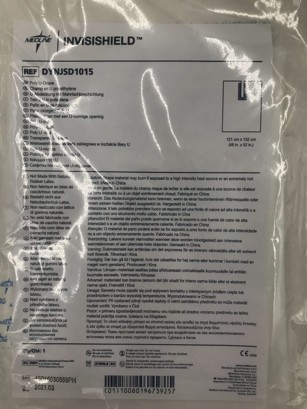 MEDLINE DYNJSD1015 Poly U-Drape 121cm x 132cm (X) - GB TECH USA