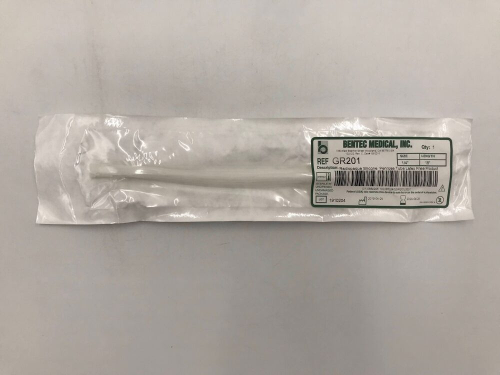 BENTEC MEDICAL GR201 Radiopaque Silicone Penrose Tube LF 1/4in x 18in ...