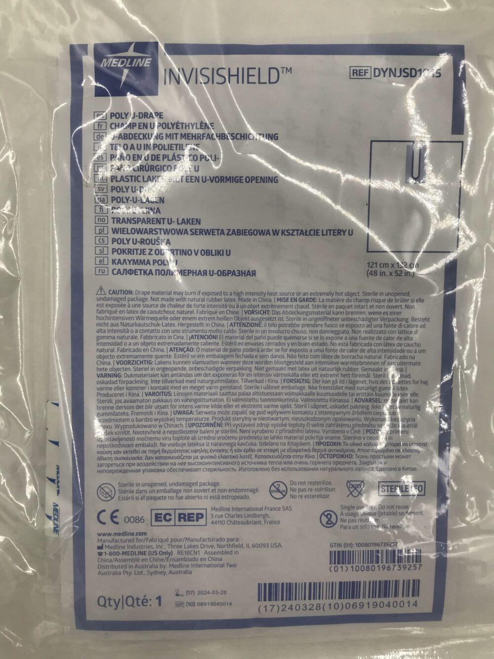MEDLINE DYNJSD1015 Poly U-Drape 121in x 132in - GB TECH USA
