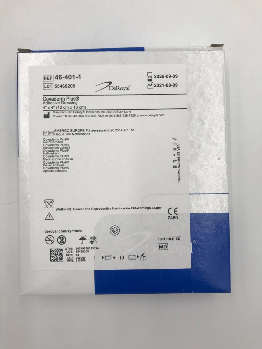 DEROYAL 46-401-1 Covaderm Plus Adhesive Dressing 4in x 4in (20/Case ...