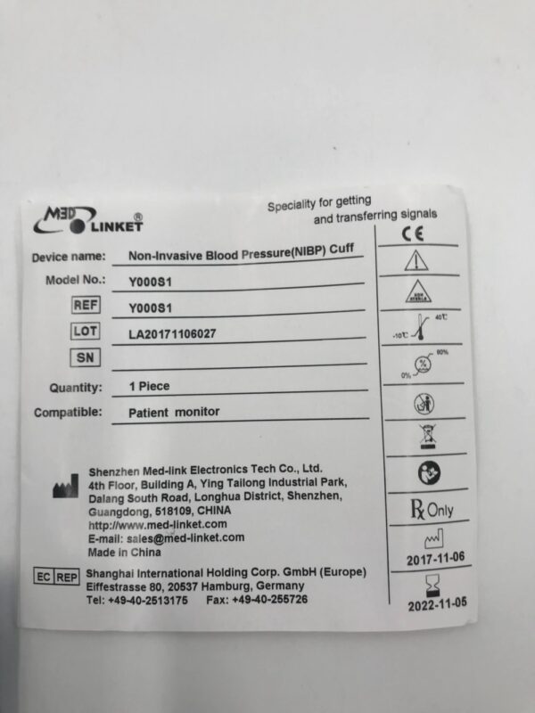 SHENZHEN MED-LINK Y000S1 MedLinket Non-Invasive Blood Pressure(NIBP ...