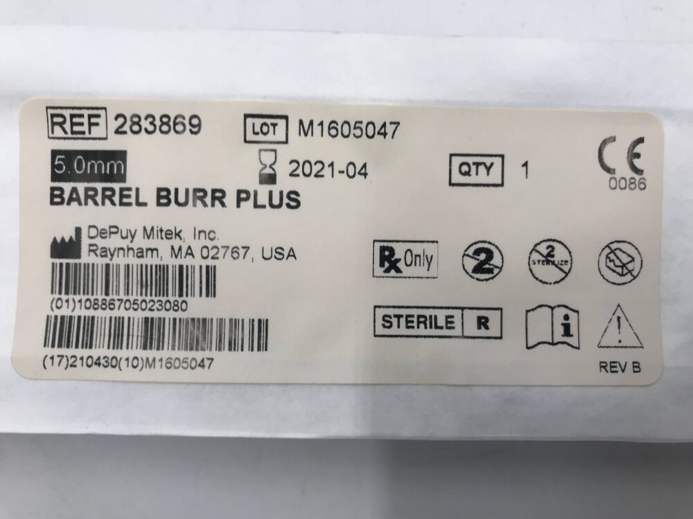 DePuy 283869 Barrel Burr Plus 5.0mm (X) - GB TECH USA