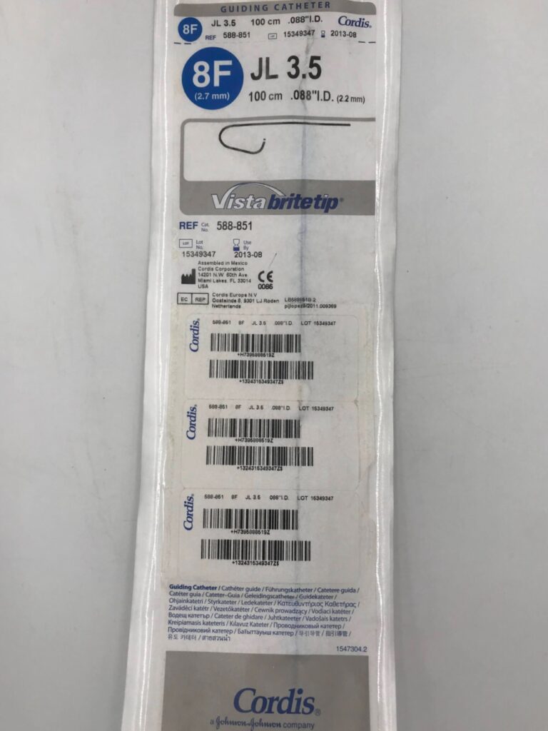 CORDIS 588-851 Vista BriteTip Guiding Catheter JL3.5 8F (X) - GB TECH USA