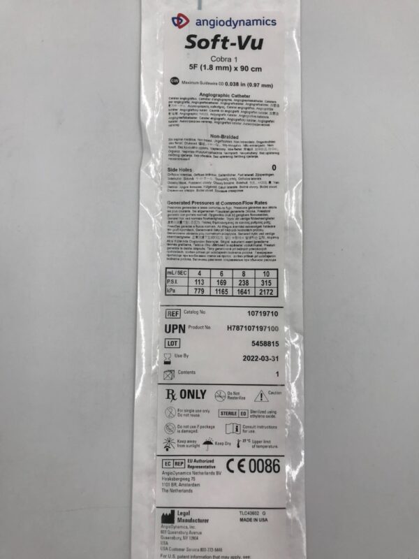 ANGIODYNAMICS 10719710 Soft-Vu Angiographic Catheter Cobra1 5F (X) - GB ...