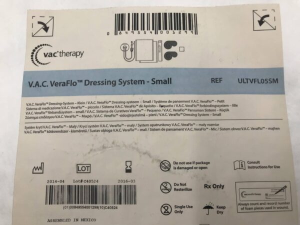 KCI ULTVFL05SM V.A.C VeraFlo Dressing System Small (X) - GB TECH USA
