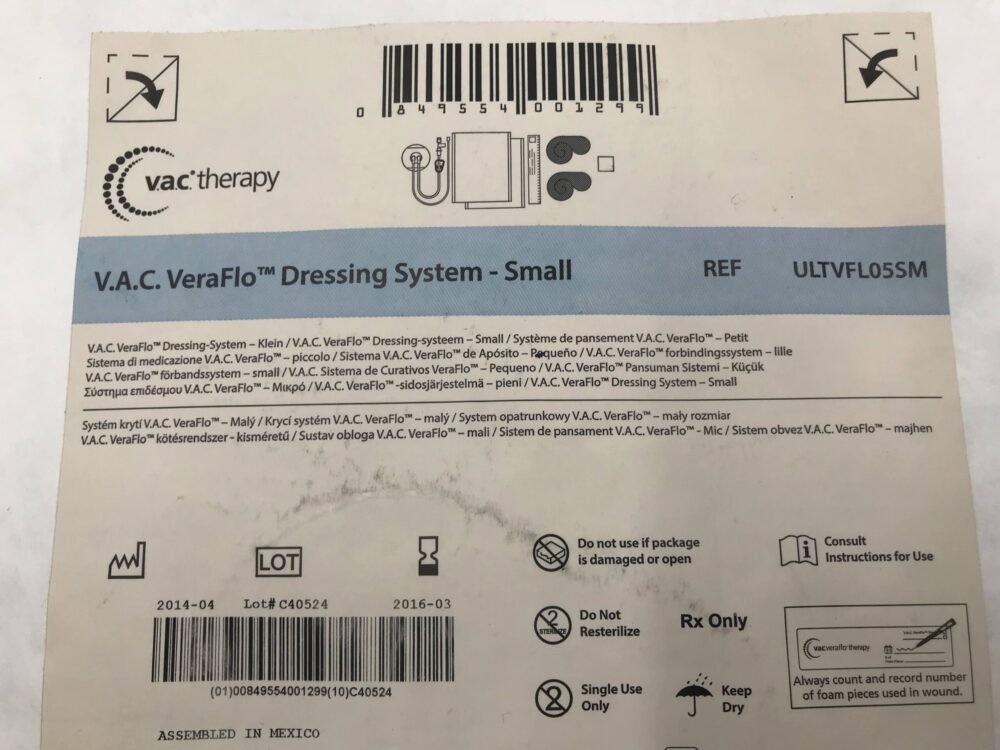 KCI ULTVFL05SM V.A.C VeraFlo Dressing System Small (X) - GB TECH USA