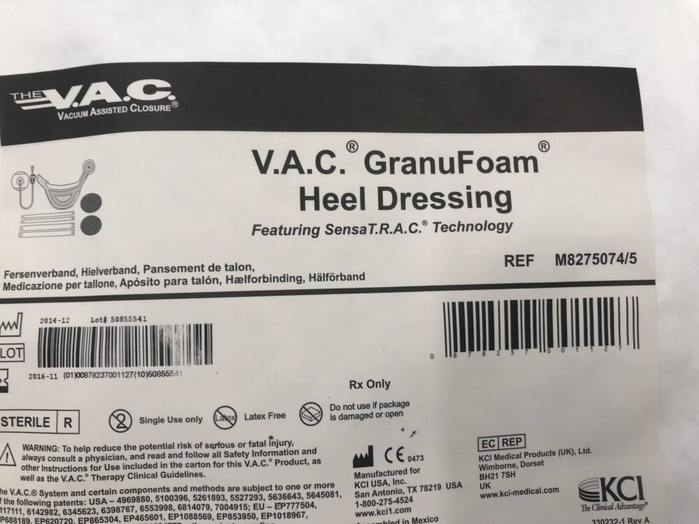 KCI M8275074/5 V.A.C. GranuFoam Heel Dressing (X) - GB TECH USA