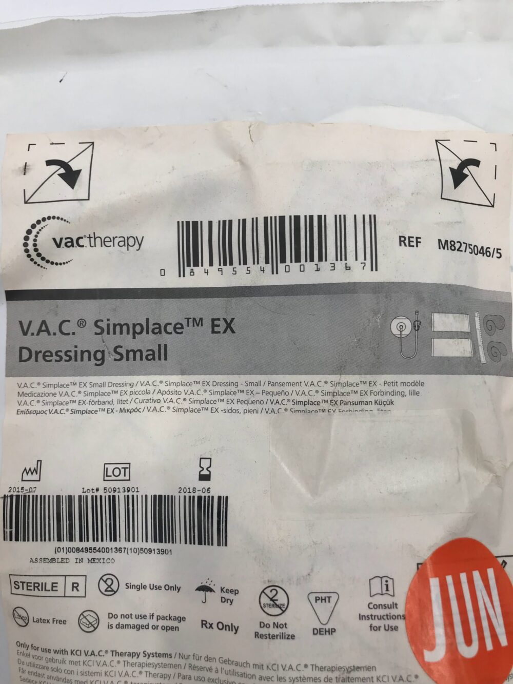 KCI M8275046 V.A.C. Simplace EX Dressing Small (X) - GB TECH USA