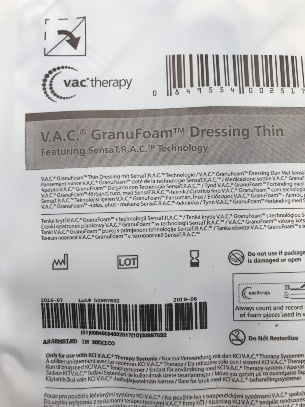 KCI M8275081 V.A.C. GranuFoam Dressing Thin (X) – GB TECH USA