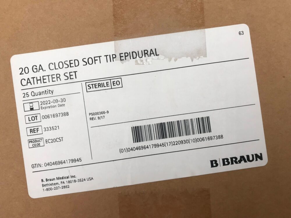 BRAUN 333521 Closed Soft Tip Epidural Catheter Set 20G (25/Case)(X ...