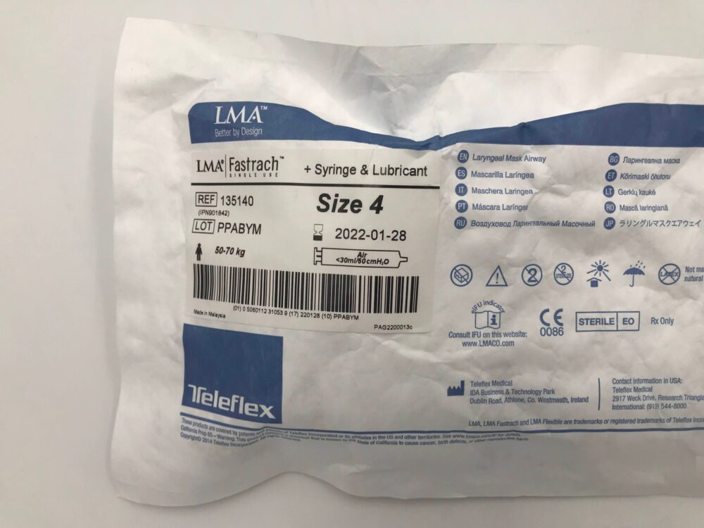 TELEFLEX 135140 LMA Fastrach Single Use Laryngeal Mask Airway + Syringe ...
