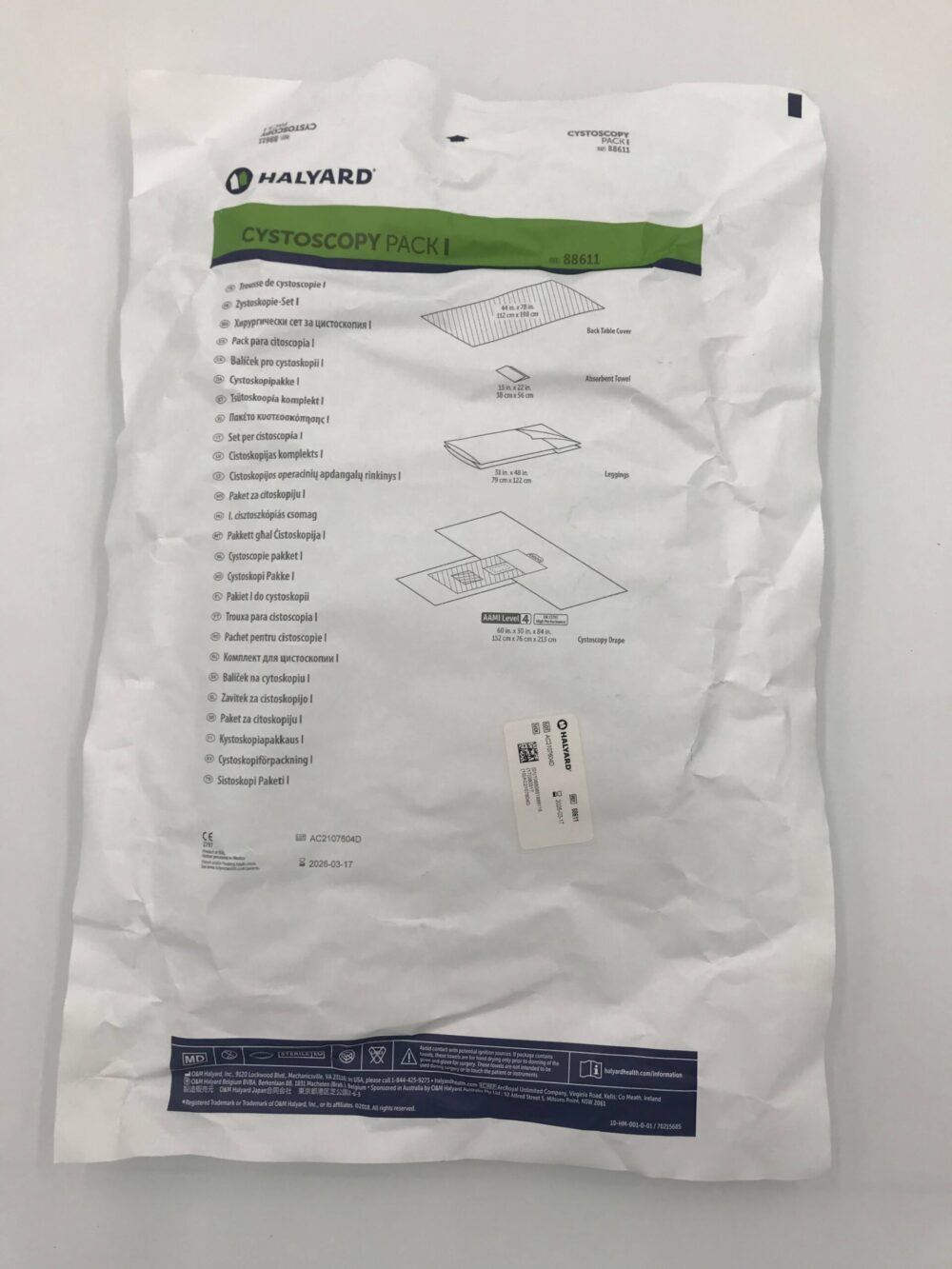 HALYARD 88611 Cystoscopy Pack 1 AAMI Level 4, 60in x 30in x 84in - GB ...
