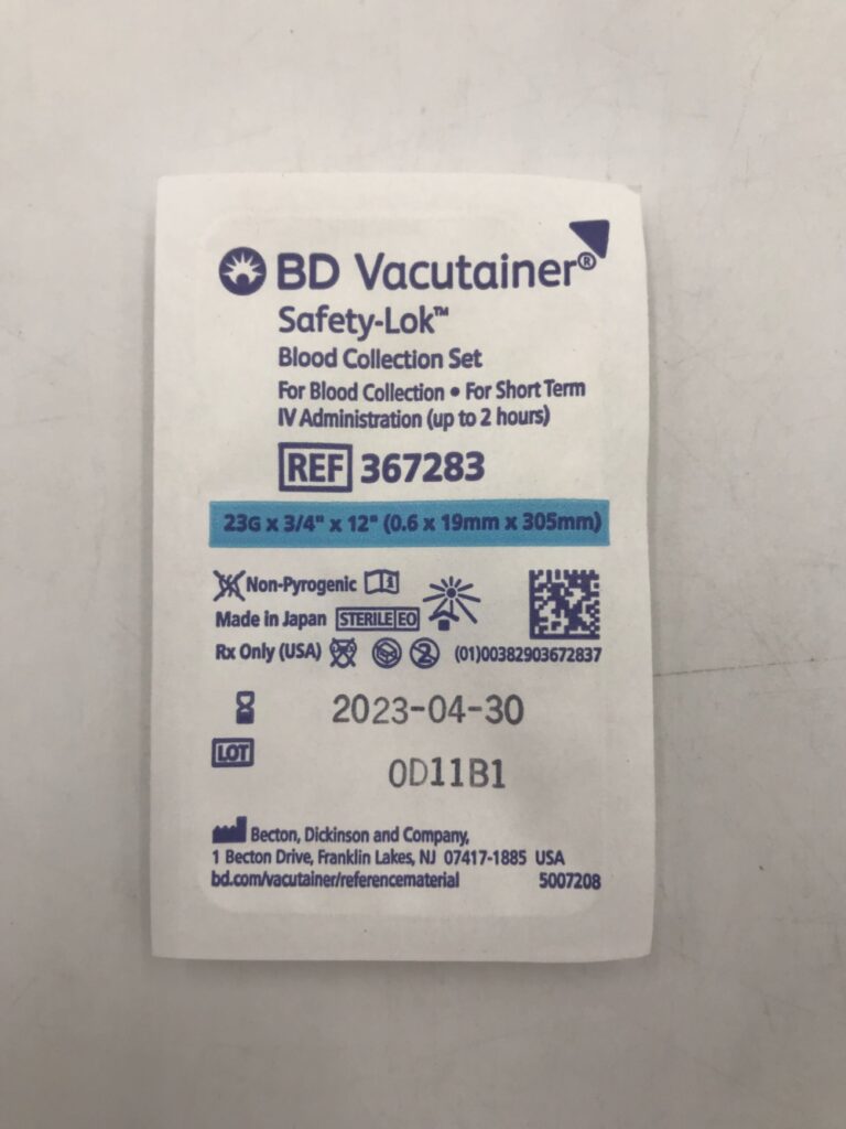 BD 367283 Vacutainer Safety-Lok Blood Collection Set 23G x 3/4in x 12in ...