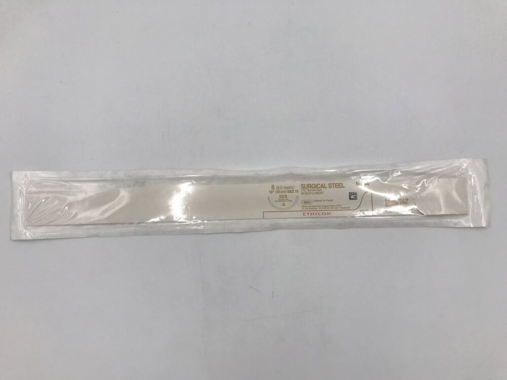ETHICON M654 Stainless Steel Monofilament Non-Absorbable Suture 6 CCS, 4x18in MS/4 (X) - GB TECH USA
