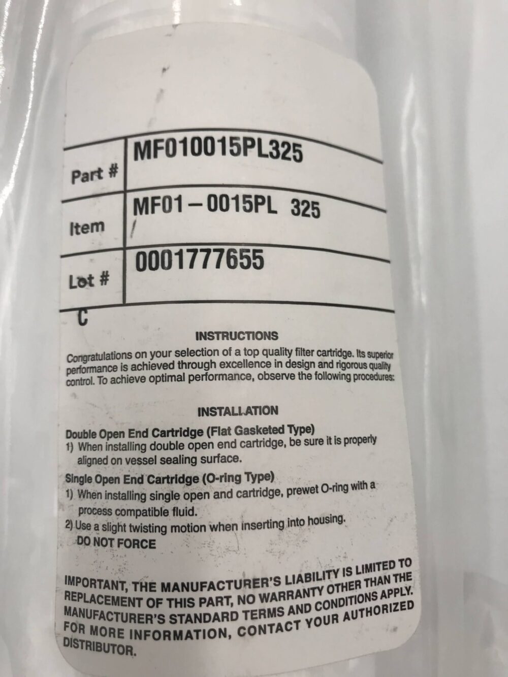 Filter Cartridge MF01-0015PL 325 – GB TECH USA