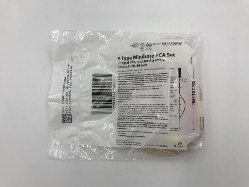 Hospira 14279-28 Y-Type Minibore PCA Set Integral PAV, Injector ...