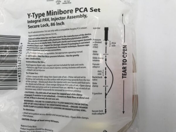 Hospira 14279-28 Y-Type Minibore PCA Set Integral PAV, Injector ...