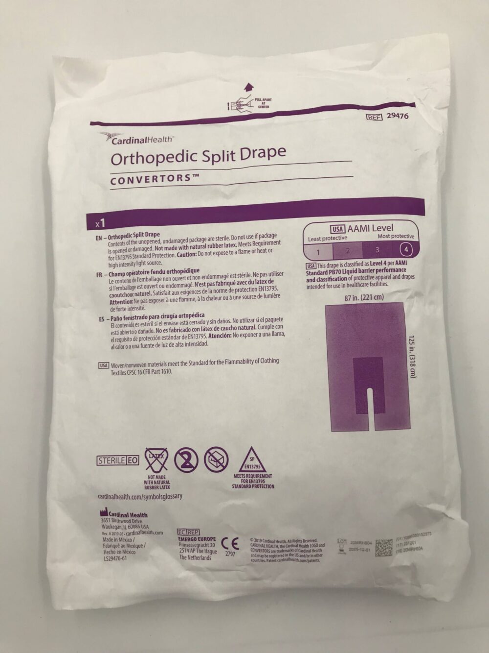 CARDINAL HEALTH 29476 Orthopedic Split Drape Convertors AAMI Level 4 ...