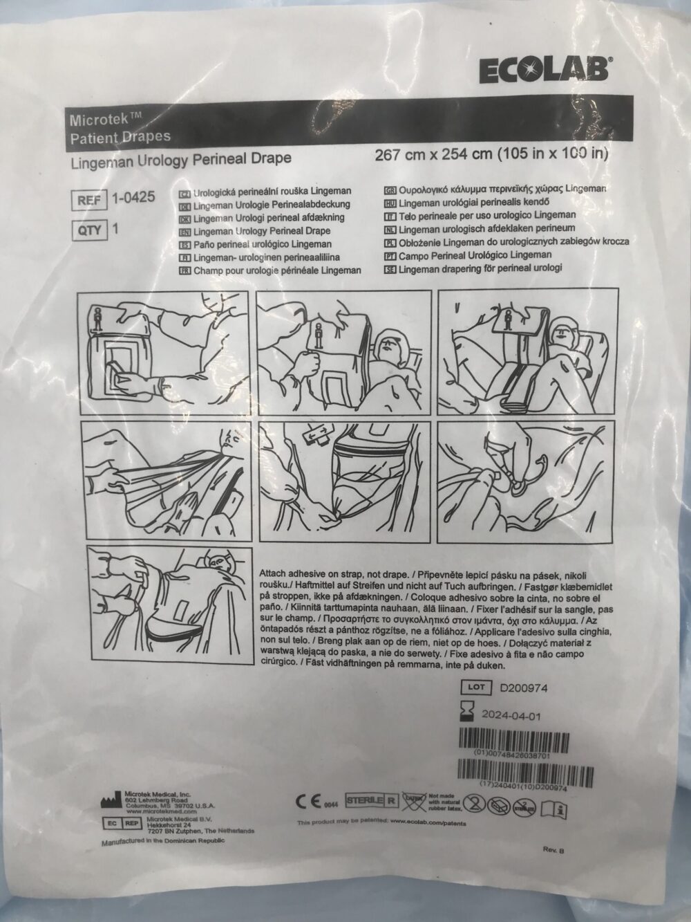 MICROTEK 1-0425 Ecolab Patient Urology Perineal Drape 267cm x 254cm ...