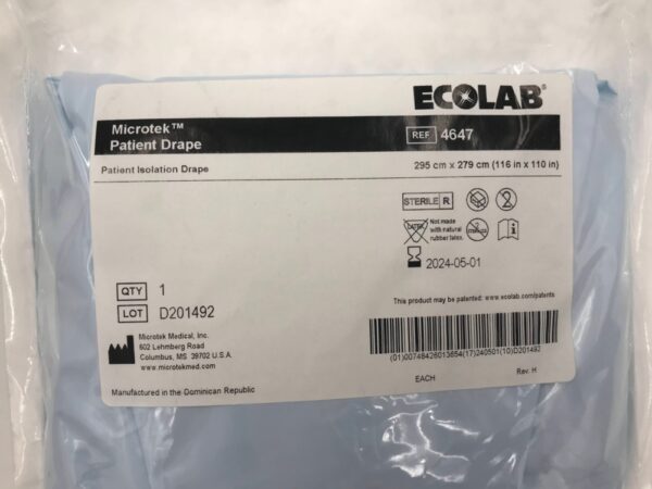 MICROTEK 4647 Ecolab Patient Isolation Drape 295cm x 279cm - GB TECH USA