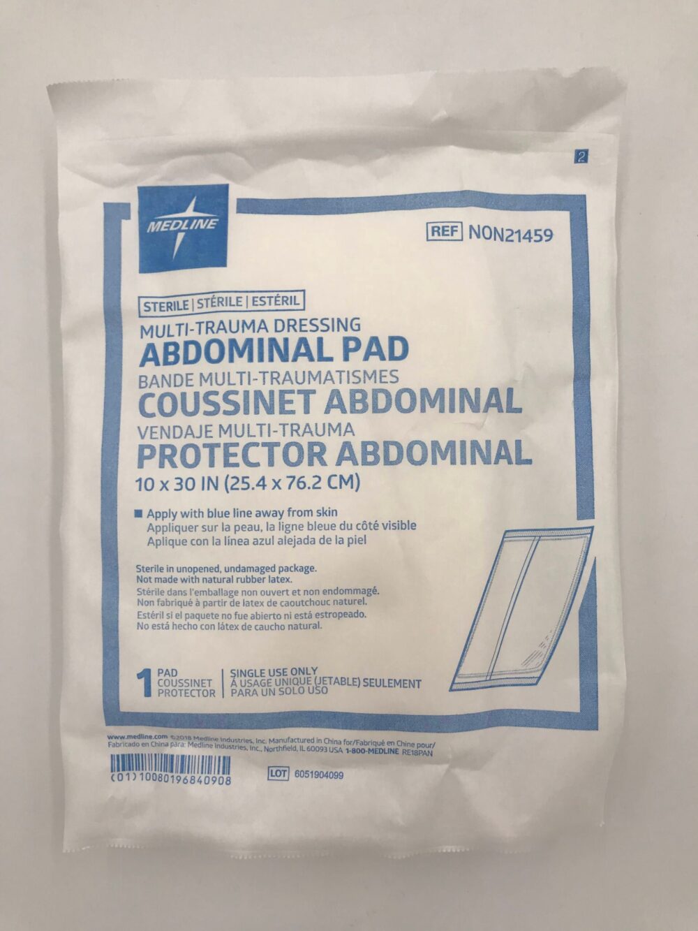MEDLINE NON21459 Abdominal Pad Multi-Trauma Dressing 10x30in (50/Case ...