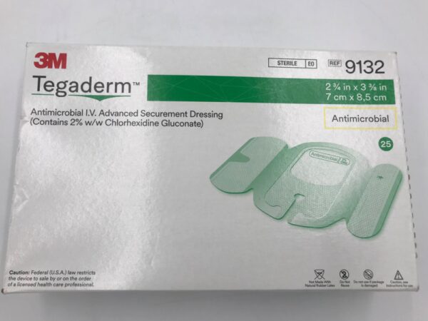 3M 9132 Tegaderm Antimicrobial I.V. Advanced Securement Dressing 2 3/4" x 3 3/8" (25/Box) - GB ...