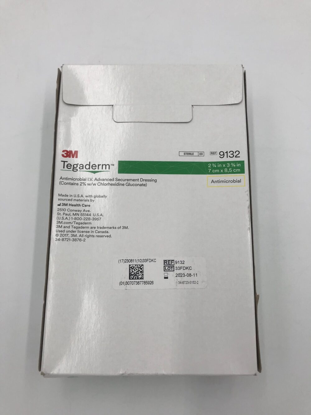 3M 9132 Tegaderm Antimicrobial I.V. Advanced Securement Dressing 2 3/4 ...