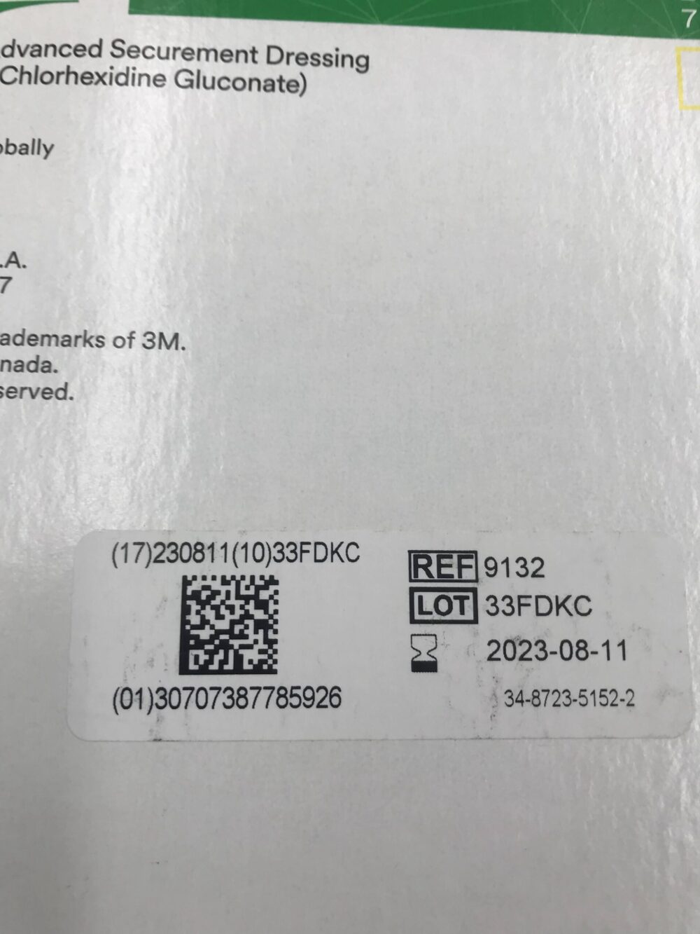 3M 9132 Tegaderm Antimicrobial I.V. Advanced Securement Dressing 2 3/4 ...